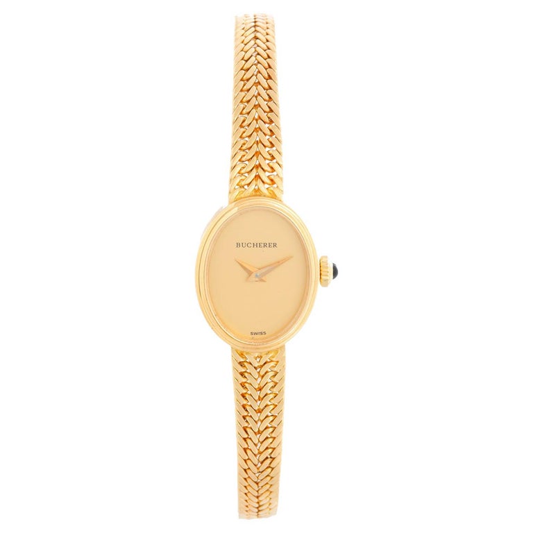 Vintage Ladies 18k Yellow Gold Bucherer Watch at 1stDibs