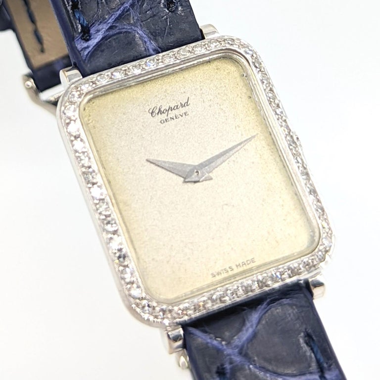 Ladies Chopard 18k White Gold Diamond Watch Rare JLC Deployment Clasp ...