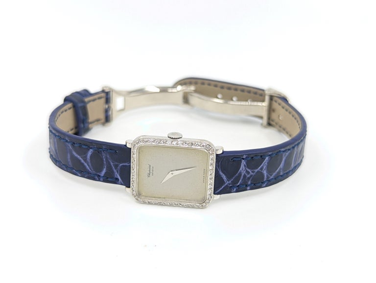 Ladies Chopard 18k White Gold Diamond Watch Rare JLC Deployment Clasp ...