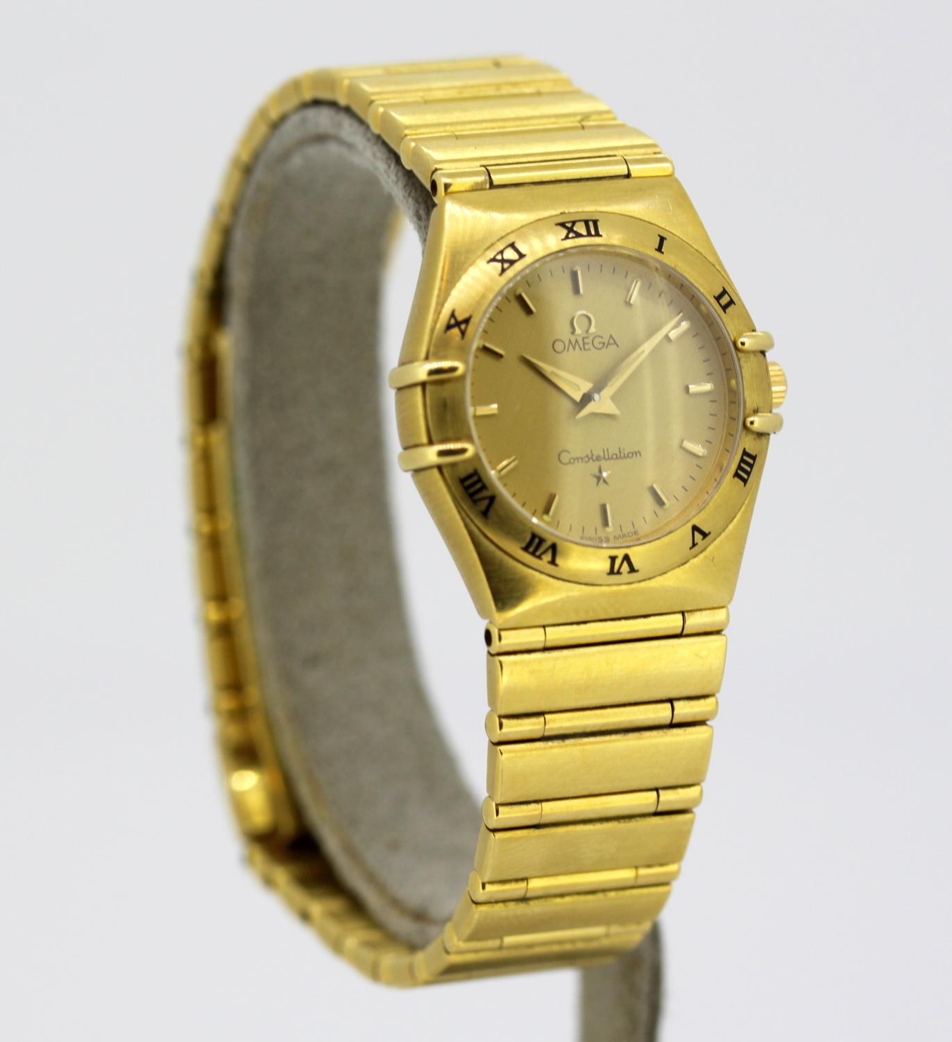 Vintage Ladies Omega Constellation Quartz Wristwatch Full 18 Karat Gold ...