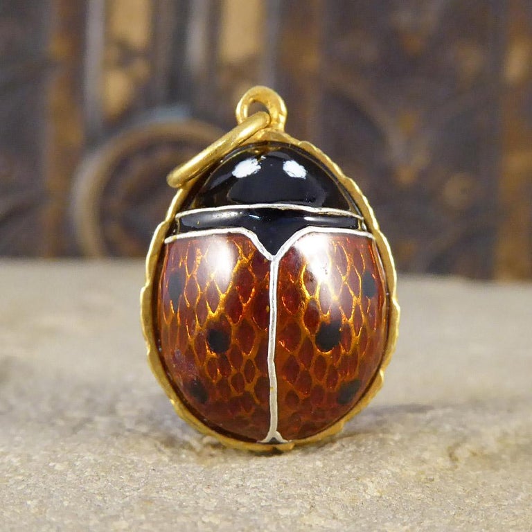 Vintage Lady Bird Silver Gilt and Enamel Pendant Charm at 1stDibs
