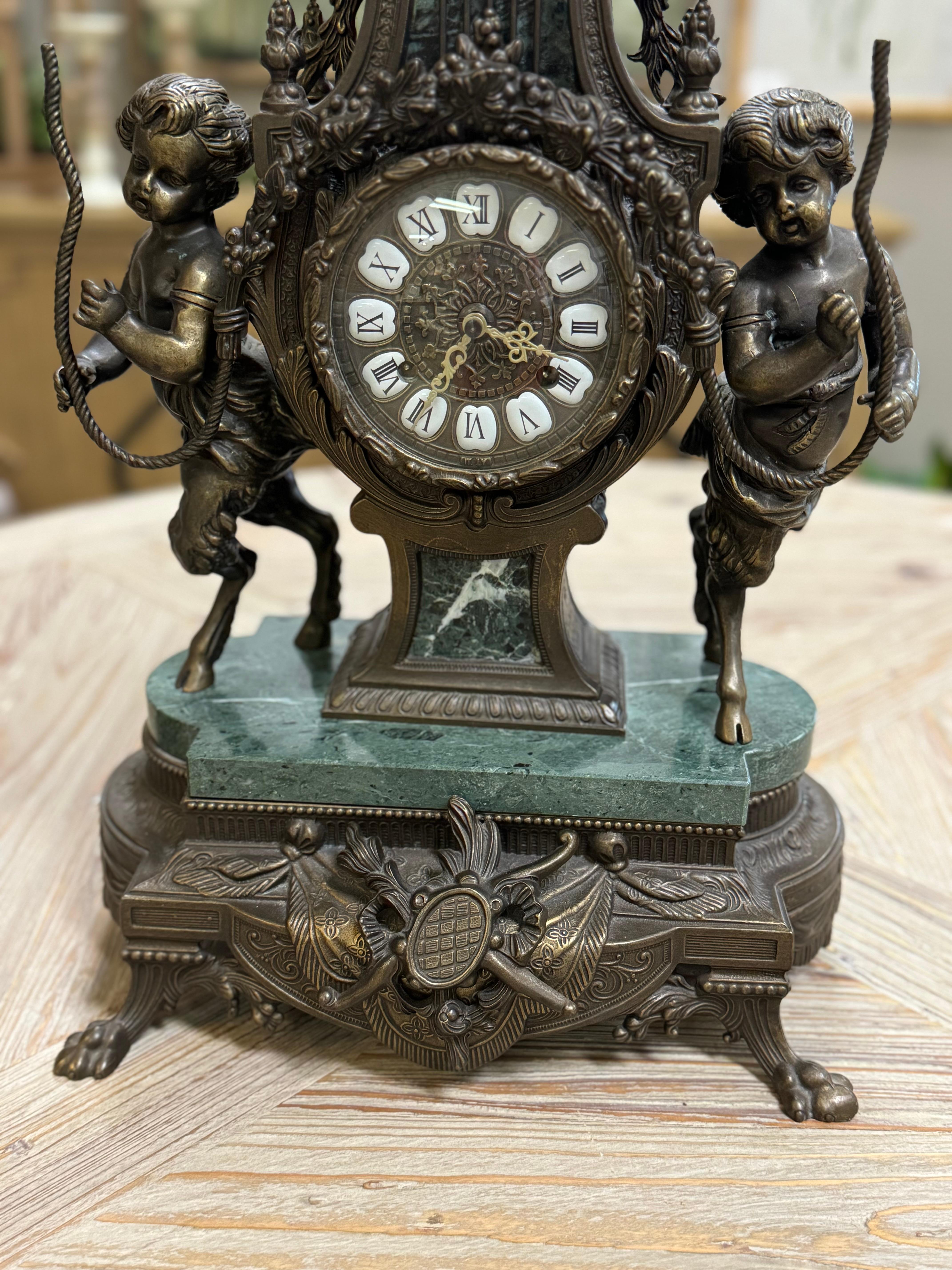 Vintage Lancini Italian Candelabras and Mantle Clock For Sale at 1stDibs