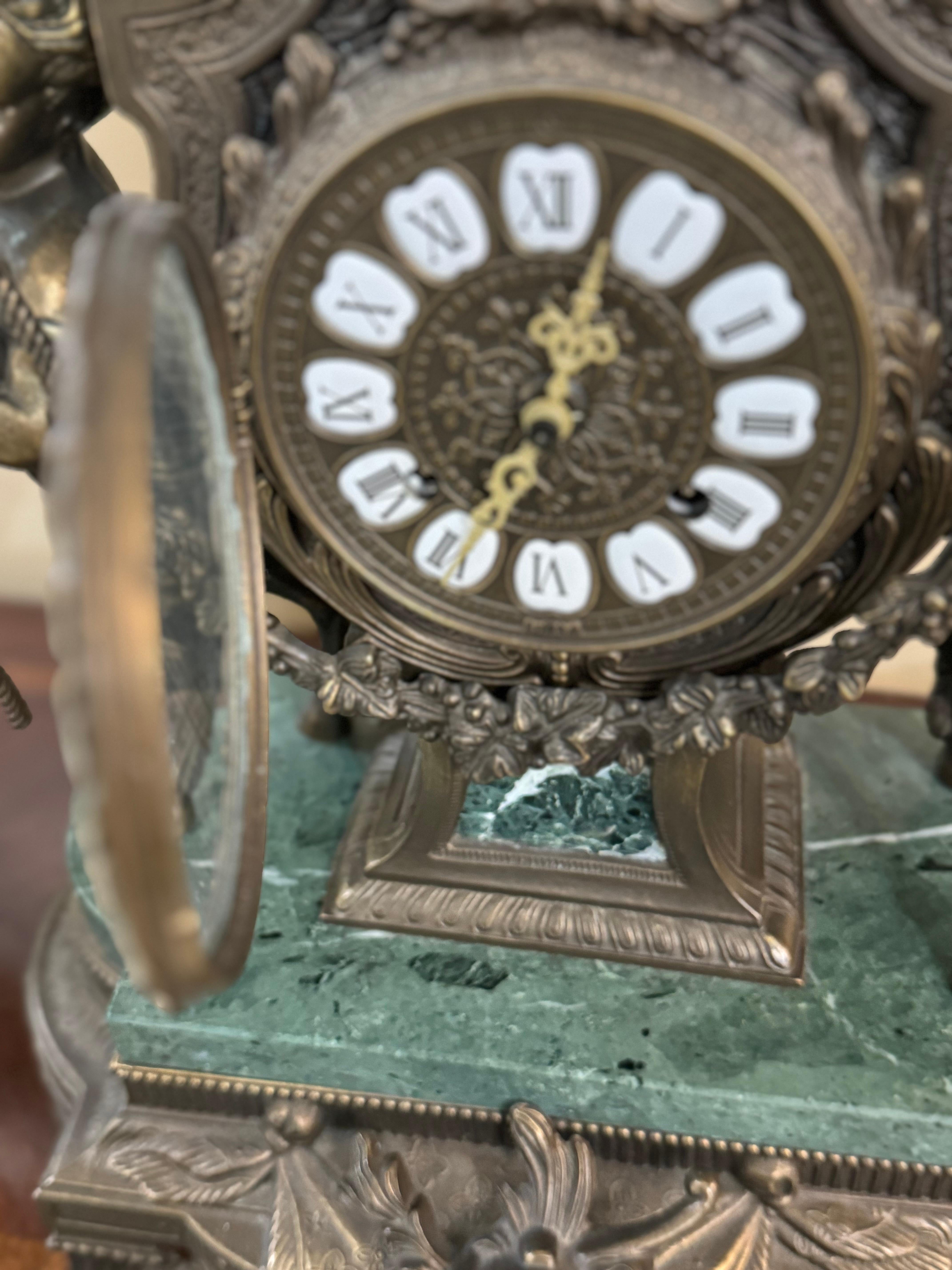 Vintage Lancini Italian Candelabras and Mantle Clock For Sale at 1stDibs