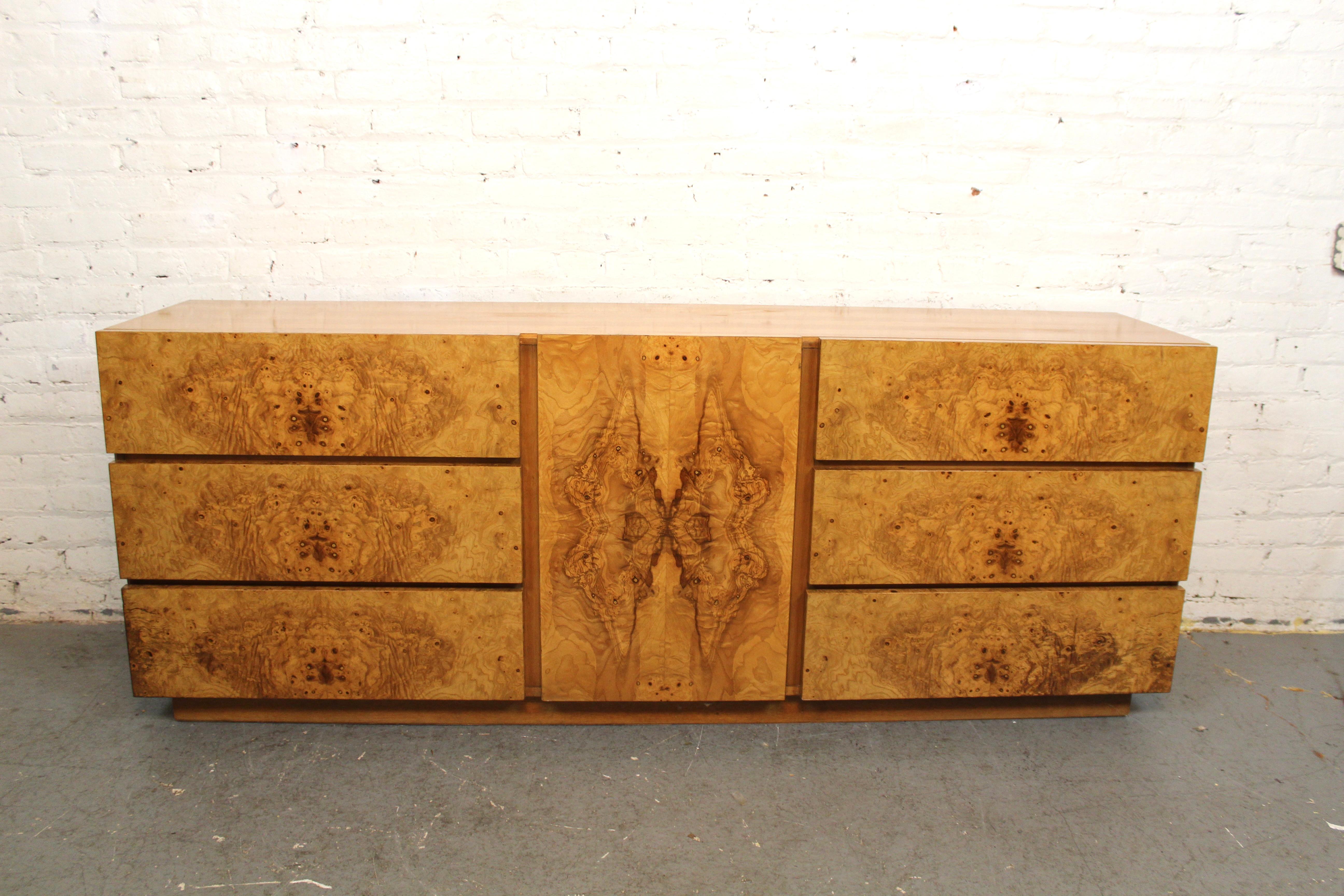Vintage Lane "Alpha" Burl Long Dresser by Roland Carter For Sale at 1stDibs