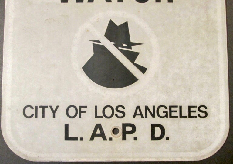 Vintage LAPD Neighbourhood Watch Sign For Sale at 1stdibs