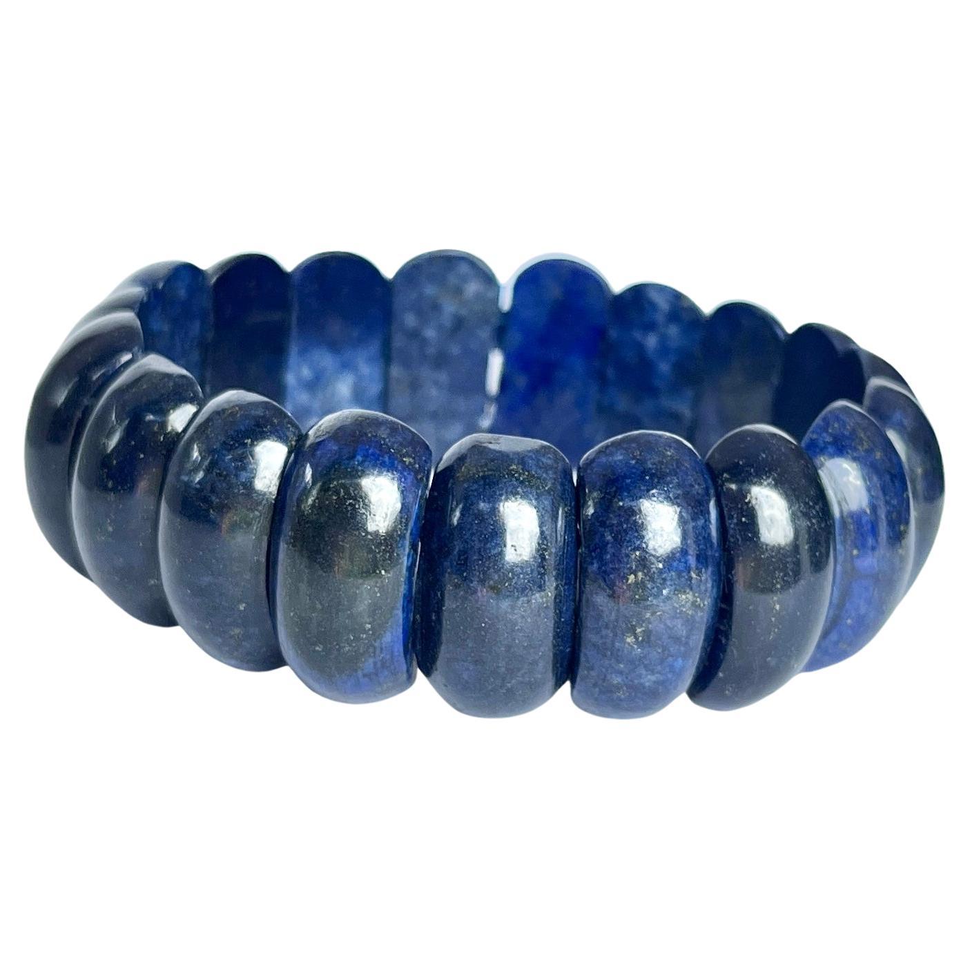 Vintage Art Deco Era Bead Lapis and Diamond Platinum Bracelet In ...