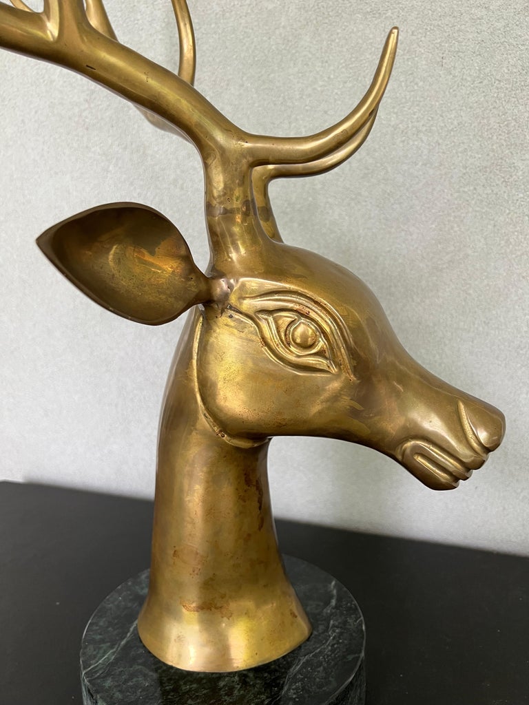 Vintage Large Bonze Stag Head on Base For Sale at 1stDibs