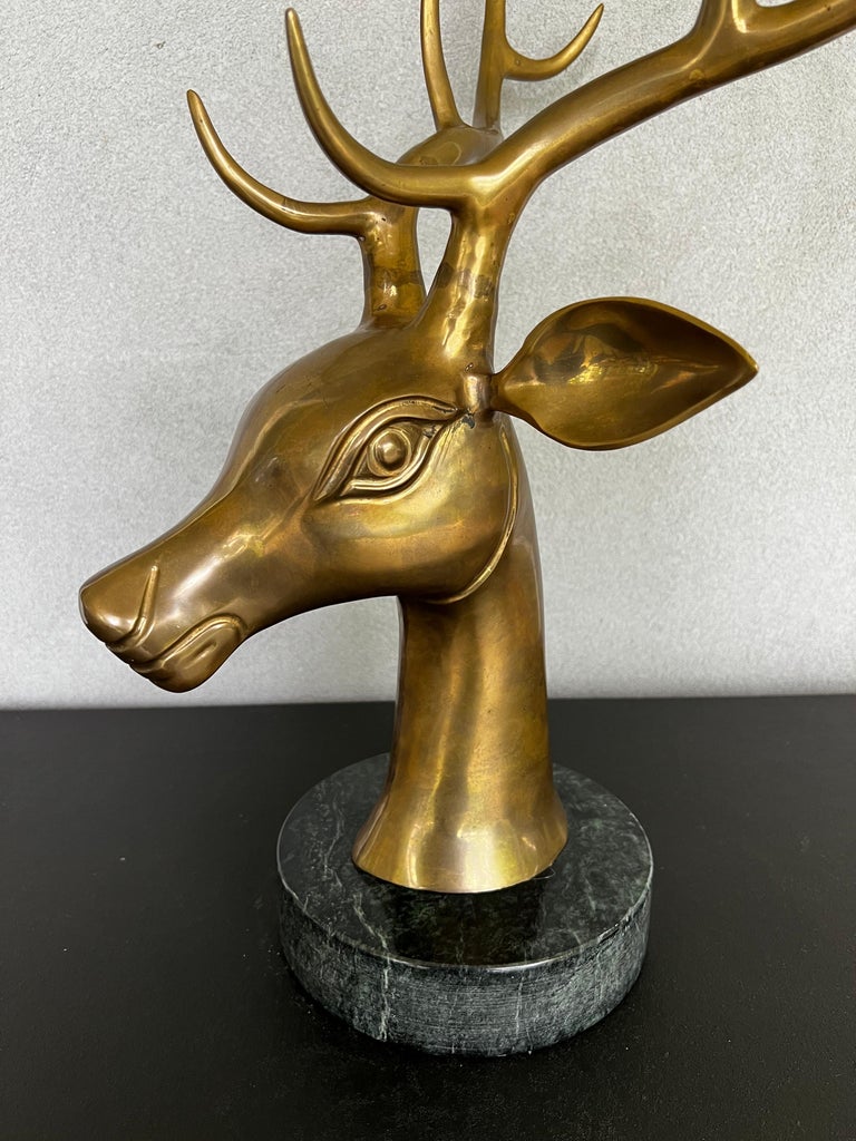 Vintage Large Bonze Stag Head on Base For Sale at 1stDibs