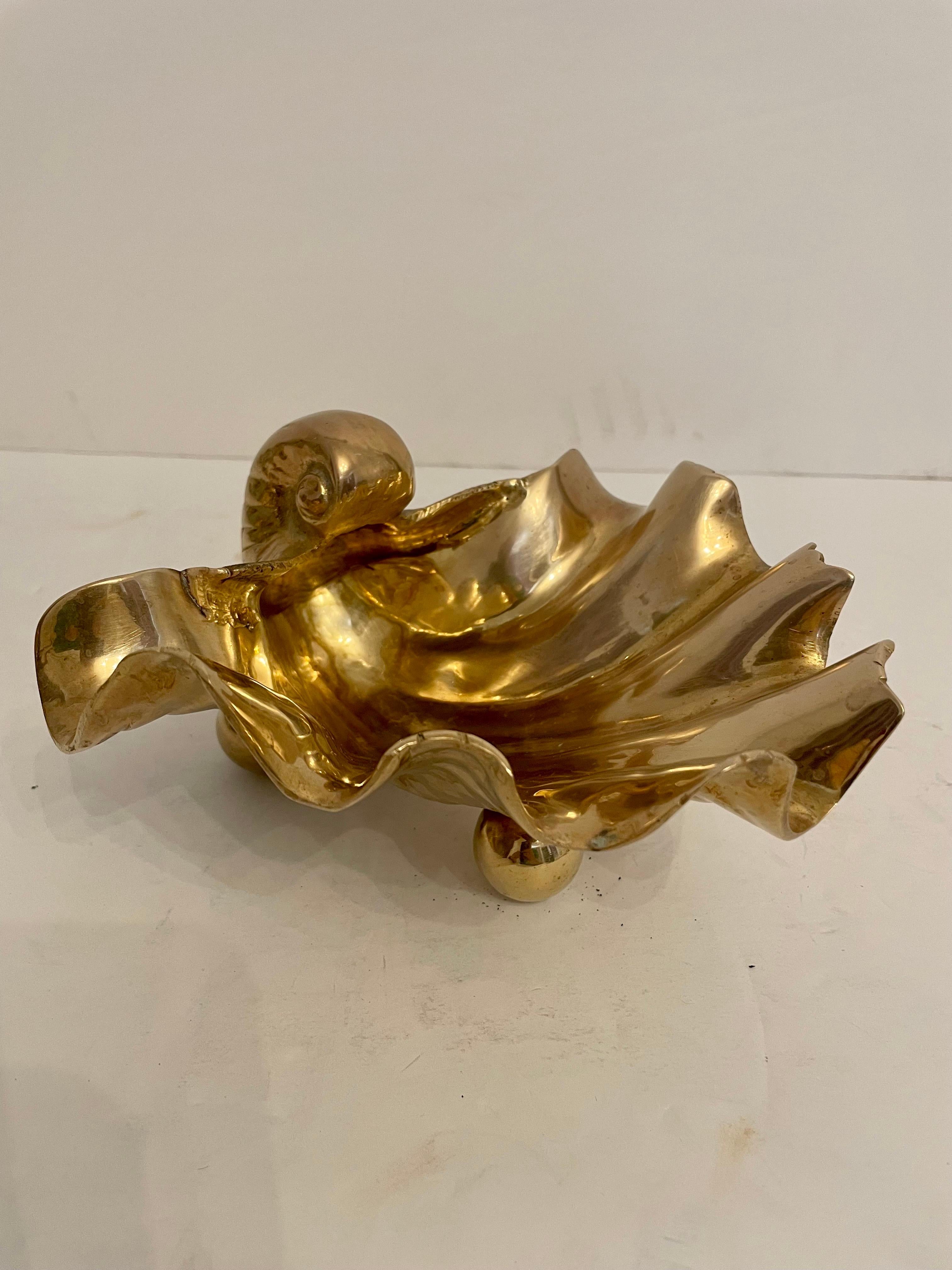 Vintage Large Brass Seashell Dish or Bowl at 1stDibs | brass shell dish