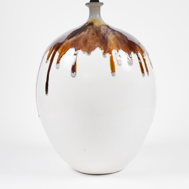 Vintage Large Ceramic Lamp w/ Drip Glaze For Sale at 1stDibs