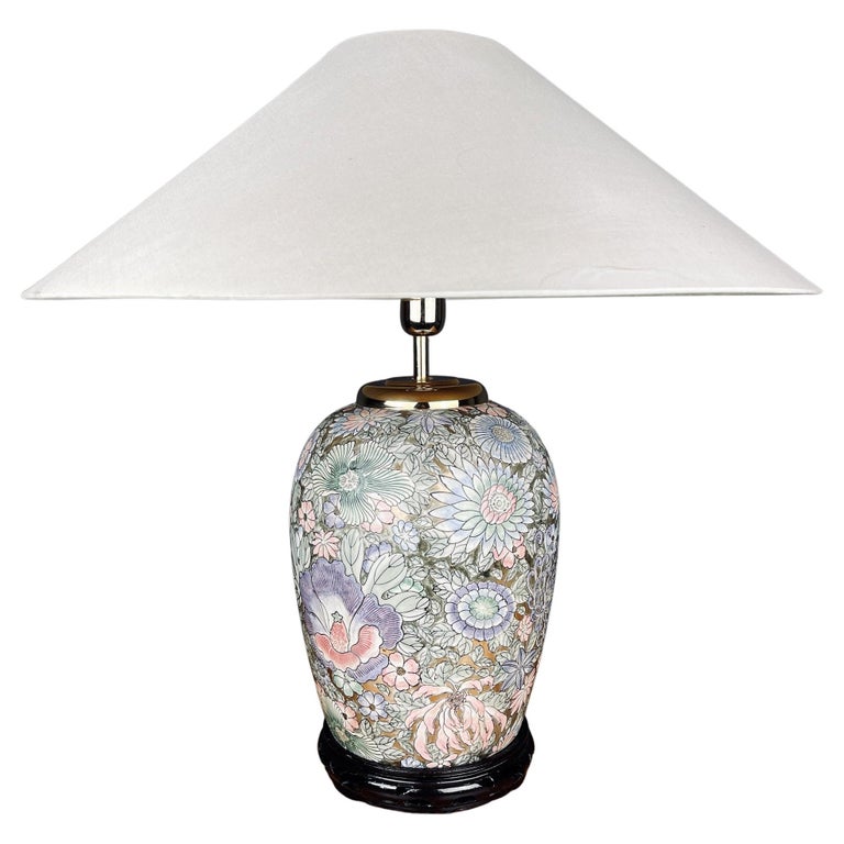 Vintage Large Ceramic Table Lamp Flower, Italy, 1970s For Sale at 1stDibs