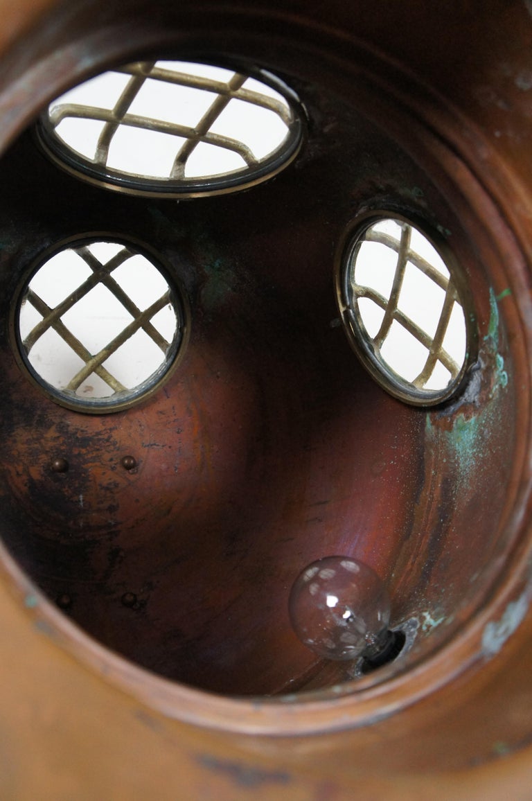 Vintage Large Copper Diving Nautical Martime Divers Helmet Table Lamp ...