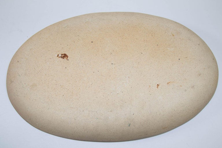 Vintage Large Folk Art Tonala Sandstone Pottery Oval Platter Signed For ...