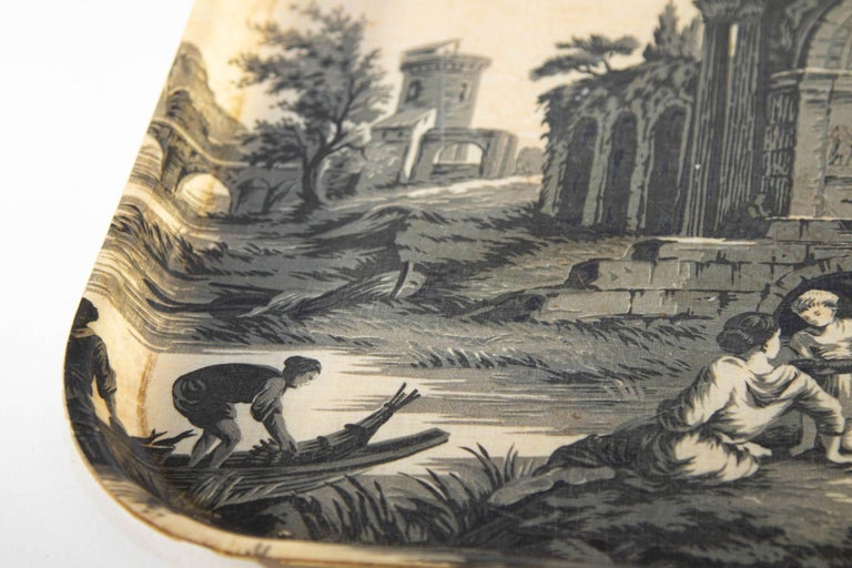 Vintage Large French Toile Pattern Fiberglass Tray with 19th Century ...