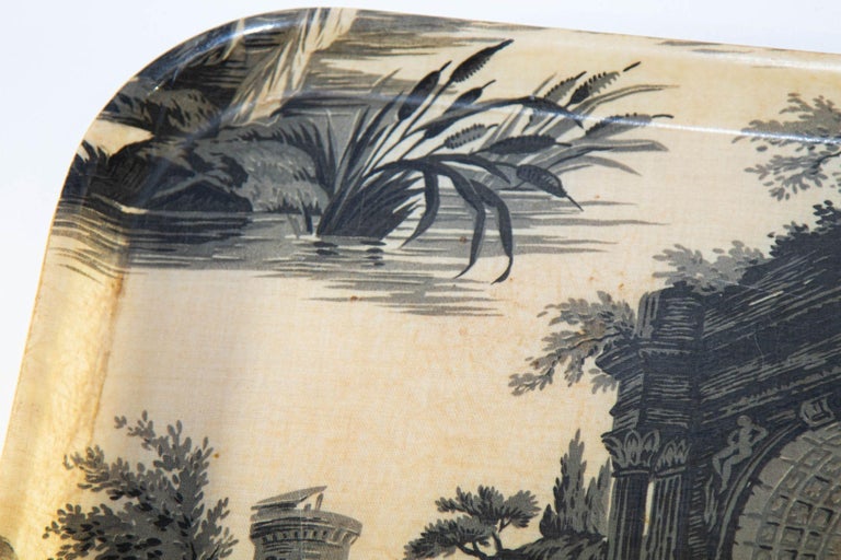 Vintage Large French Toile Pattern Fiberglass Tray with 19th Century ...
