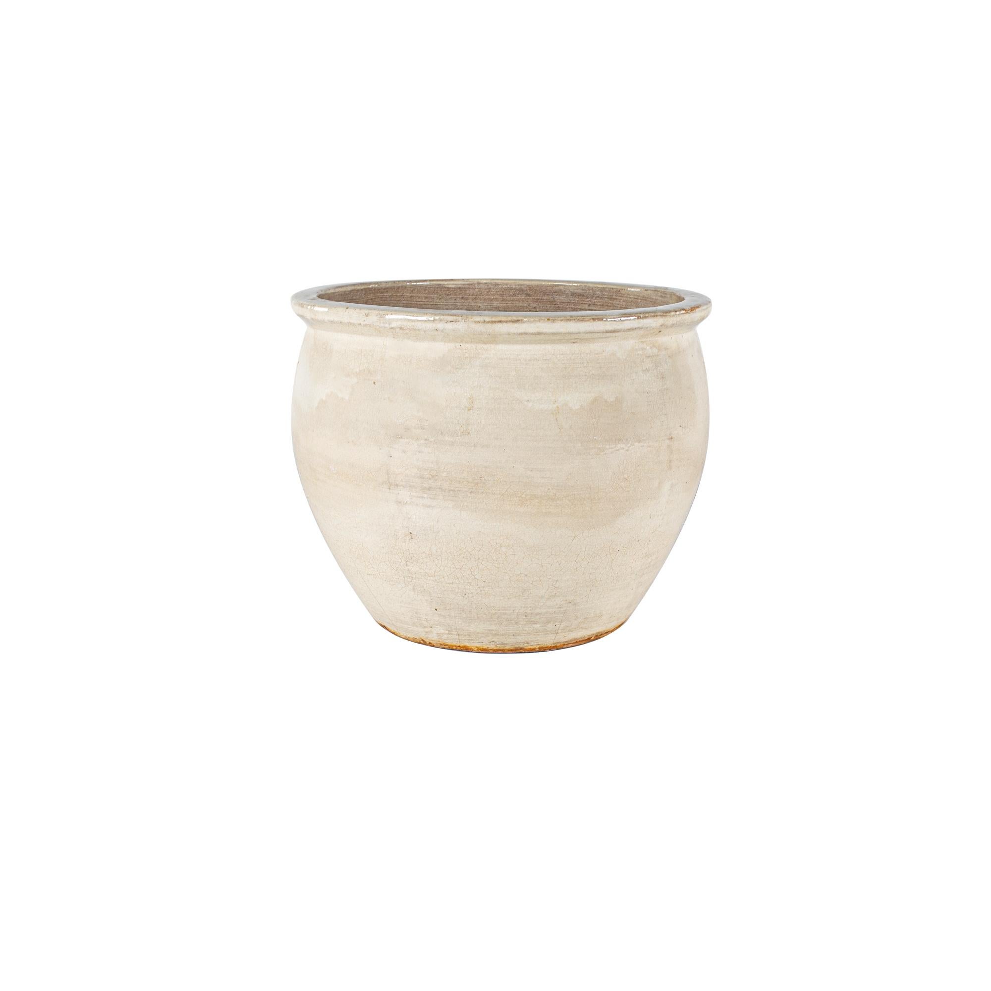 Vintage Large Glazed Stoneware Off White Planter at 1stDibs