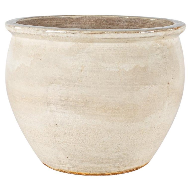 Vintage Large Glazed Stoneware Off White Planter at 1stDibs