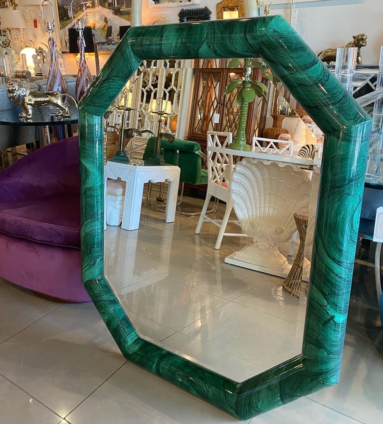 Vintage Large Green Faux Malachite Wall Mirror Vertical or Horizontal ...