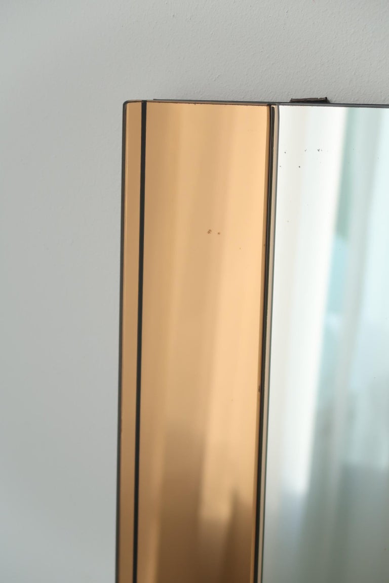 Vintage Large Italian 1970s Square Wall Mirror Amber Glass and Brass ...