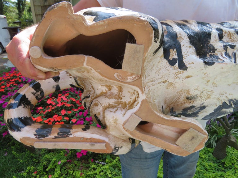 Vintage Large Italian Ceramic Crouching Tiger Statue Miid-Century ...
