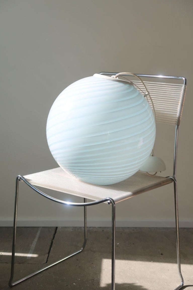 Vintage Large Murano Baby Blue Swirl Glass Italian 70s Sphere Globe ...