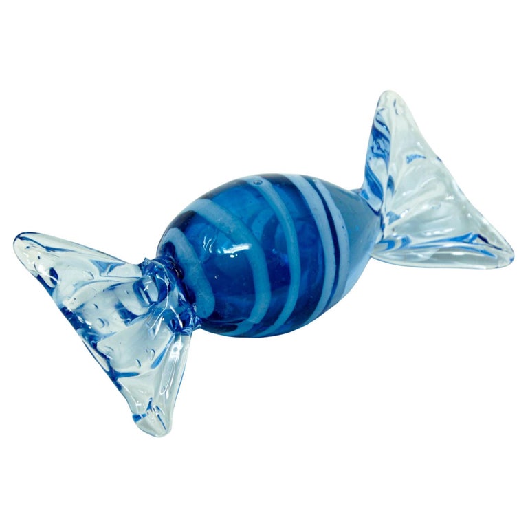 Vintage Large Murano Decorative Blown Glass Wrapped Blue Hard Sweets ...