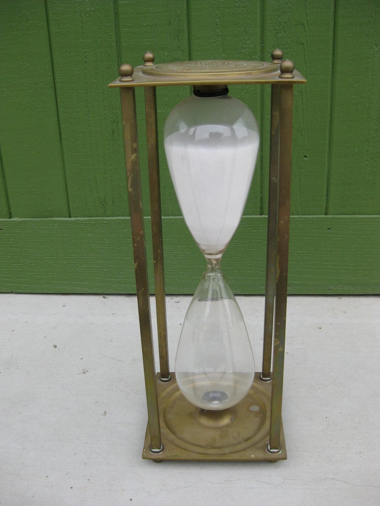 Vintage Large Nautical Maritime Brass Glass Ship's Hourglass Display ...