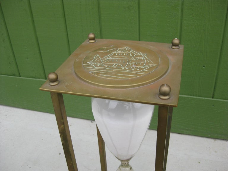 Vintage Large Nautical Maritime Brass Glass Ship's Hourglass Display ...
