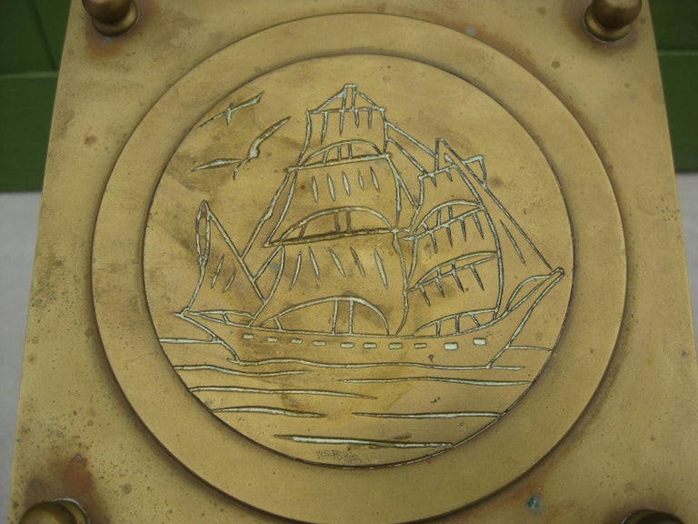 Vintage Large Nautical Maritime Brass Glass Ship's Hourglass Display ...