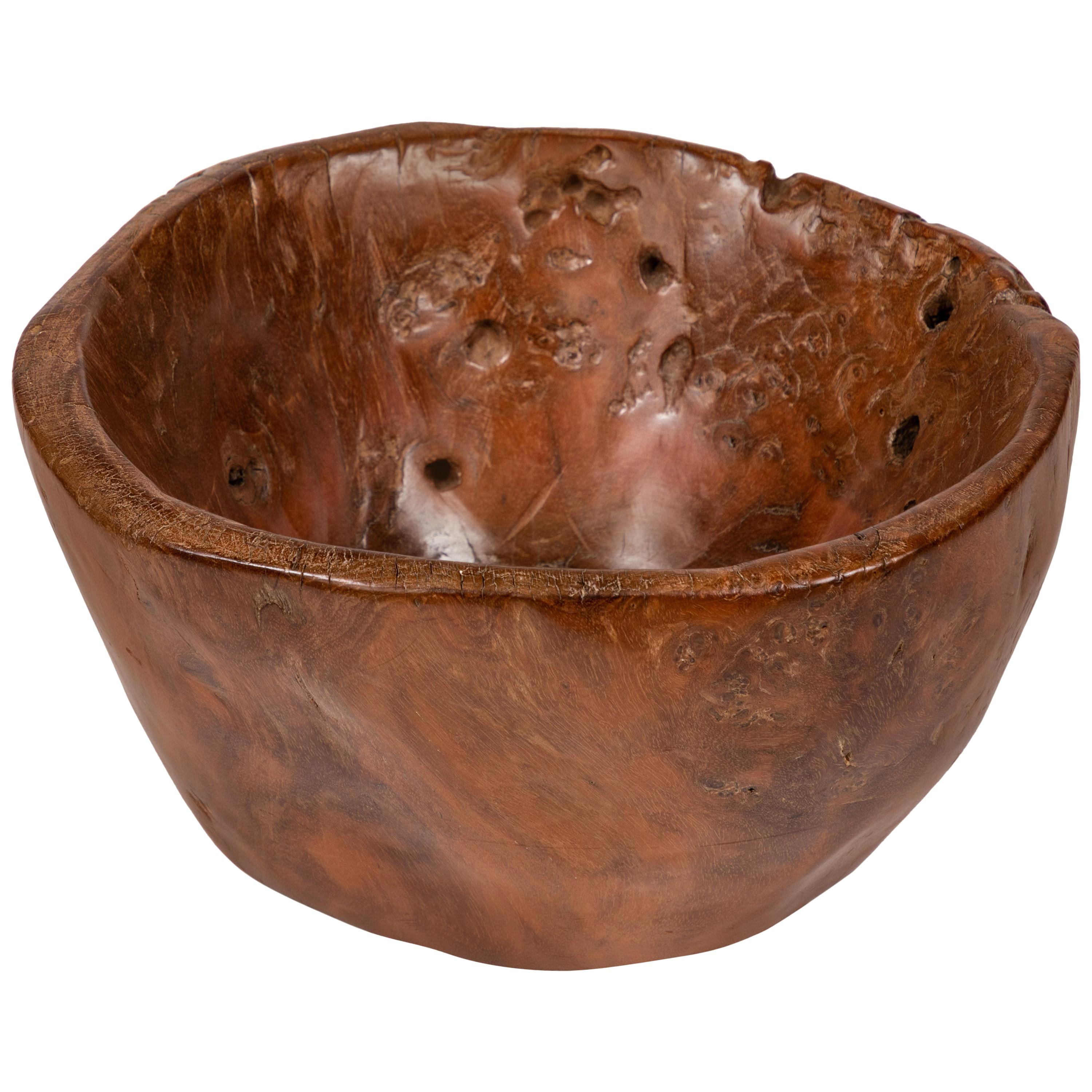 Vintage Large Live Edge Burl Wood Form Turned Naturalistic Bowl For ...