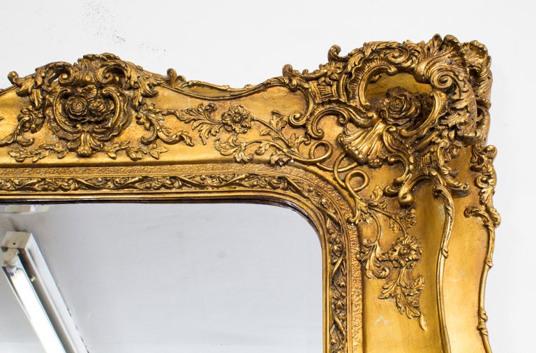 Vintage Large Ornate Italian Gilded Mirror 20th C For Sale at 1stDibs