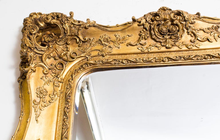 Vintage Large Ornate Italian Gilded Mirror 20th C For Sale at 1stDibs