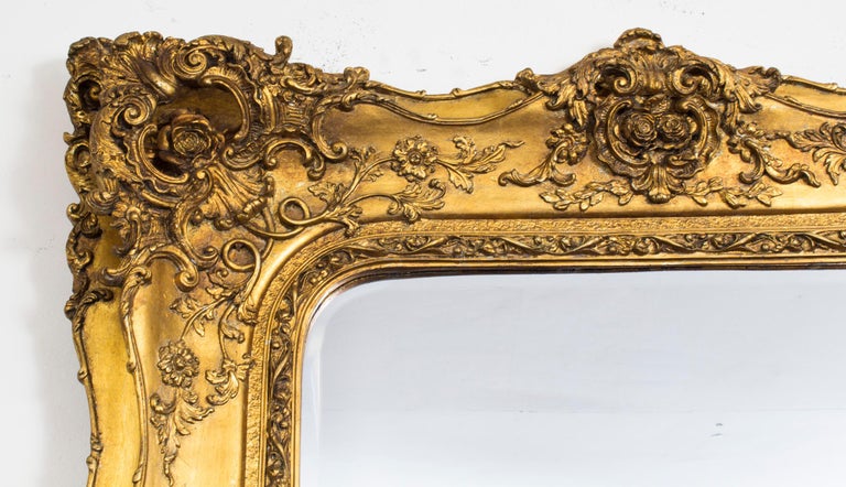 Vintage Large Ornate Italian Gilded Mirror 20th C For Sale at 1stDibs