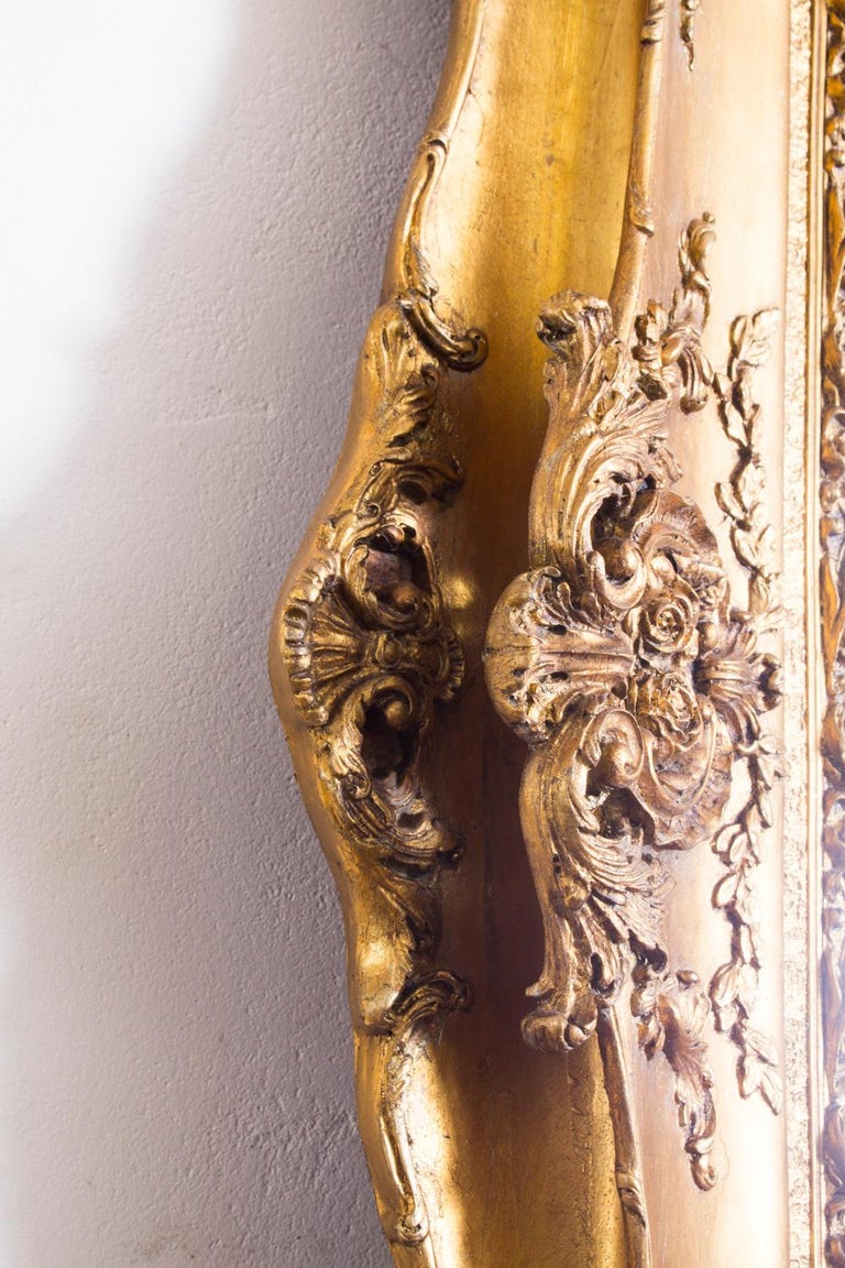 Vintage Large Ornate Italian Gilded Mirror 20th C For Sale at 1stDibs
