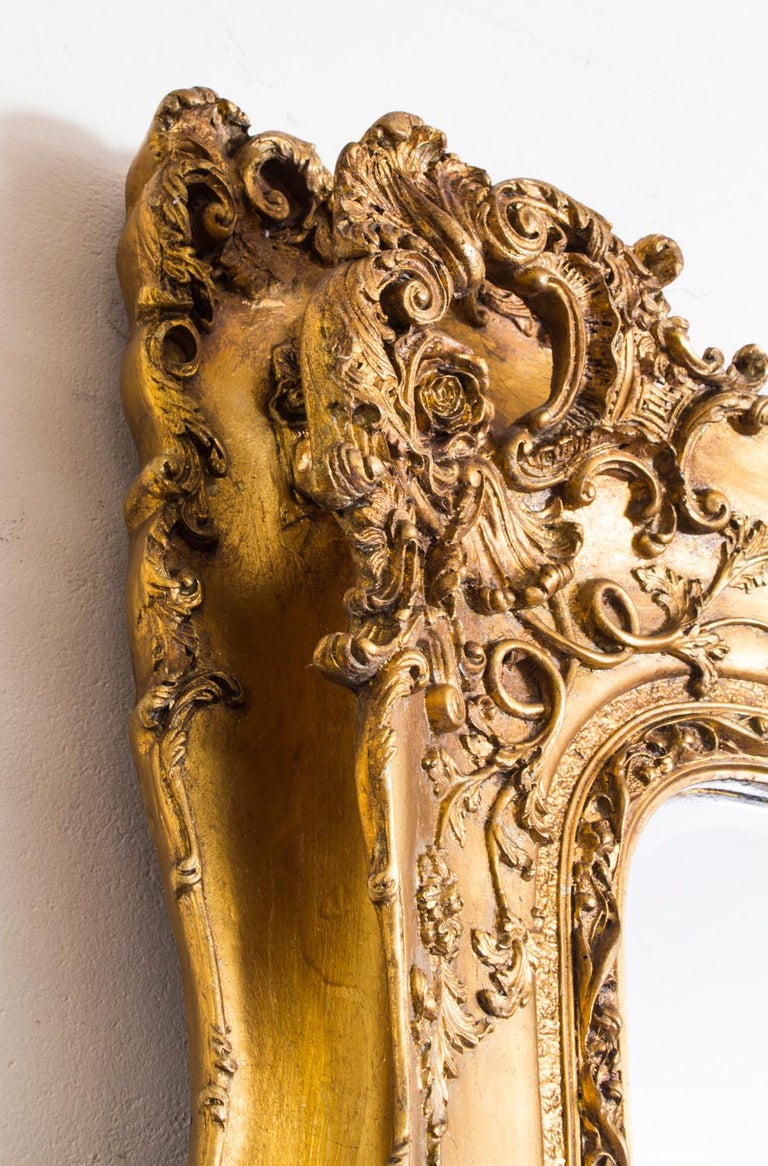 Vintage Large Ornate Italian Gilded Mirror 20th C For Sale at 1stDibs