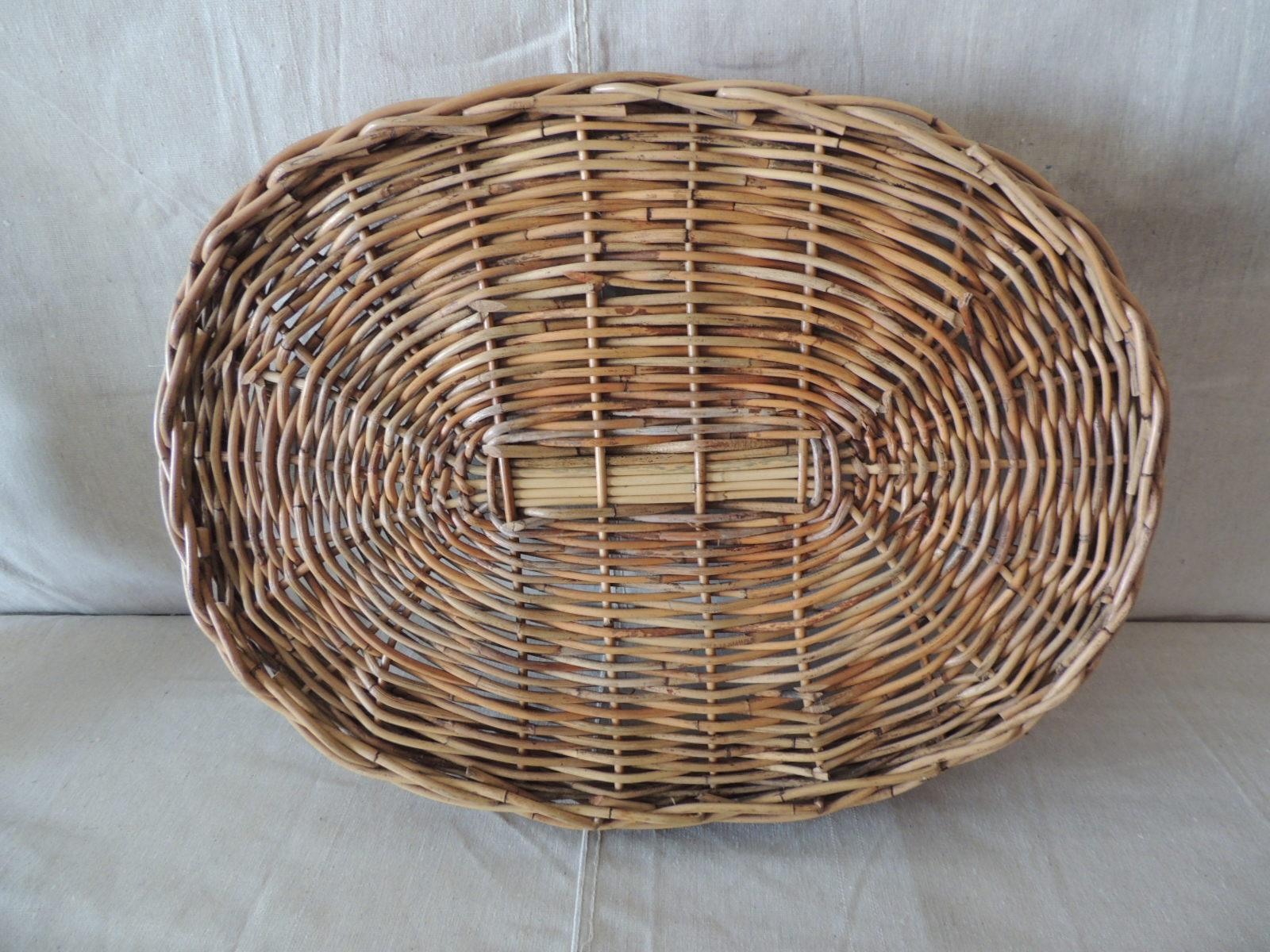 Vintage Large Oval Farm Table Woven Basket with Handles at 1stDibs ...