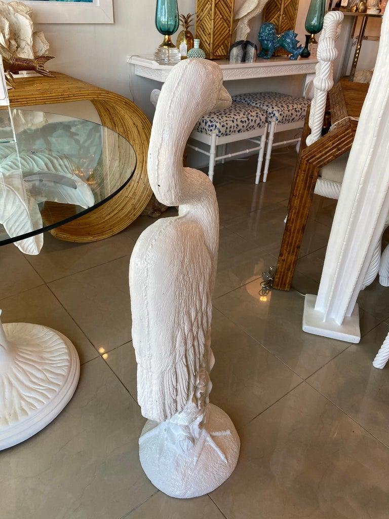 Vintage Large Palm Beach Concrete Bird Heron Statue Freshly Lacquered ...