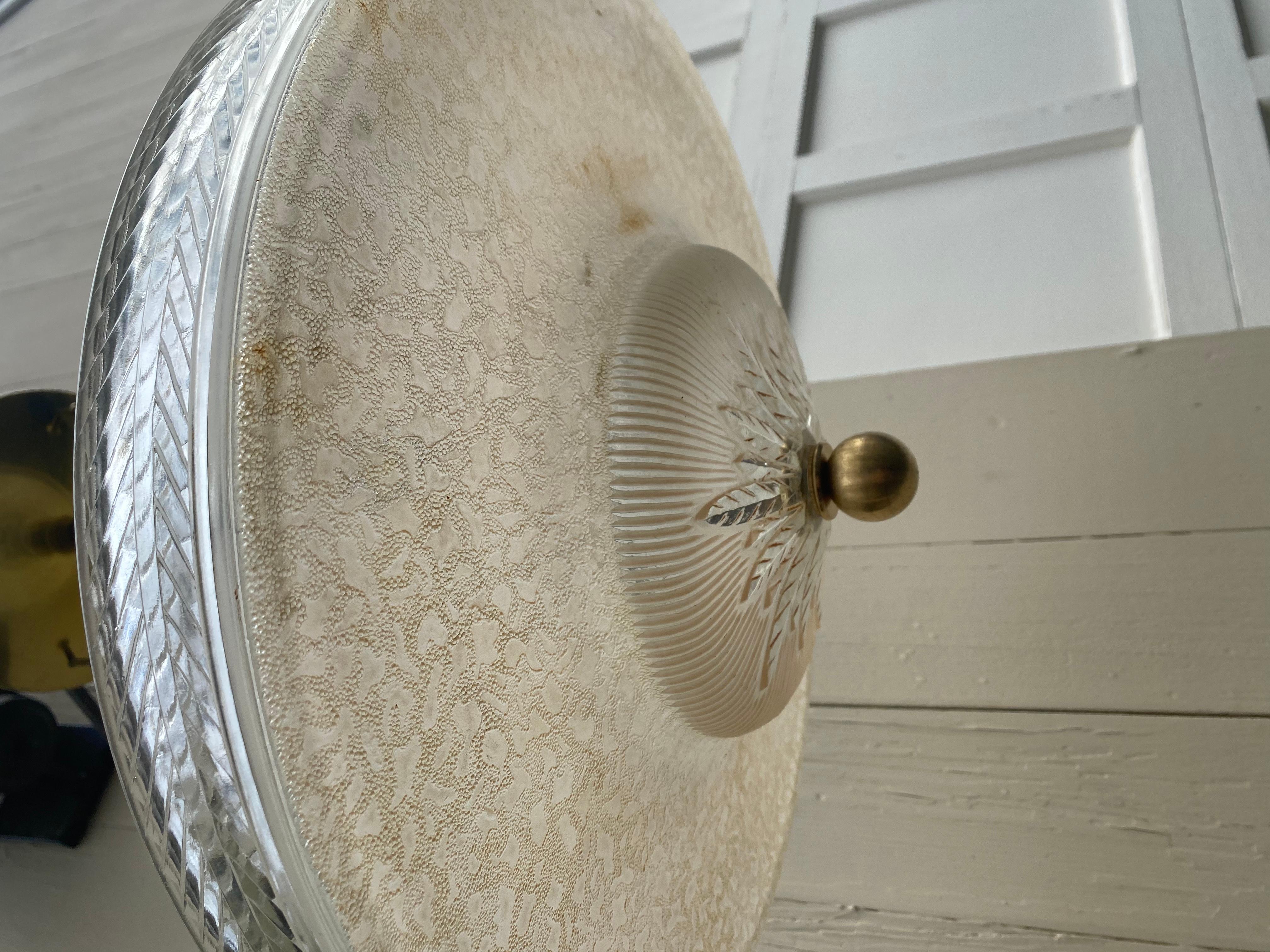 Vintage Large Pendant Fixture with Large Glass Shade For Sale at 1stDibs