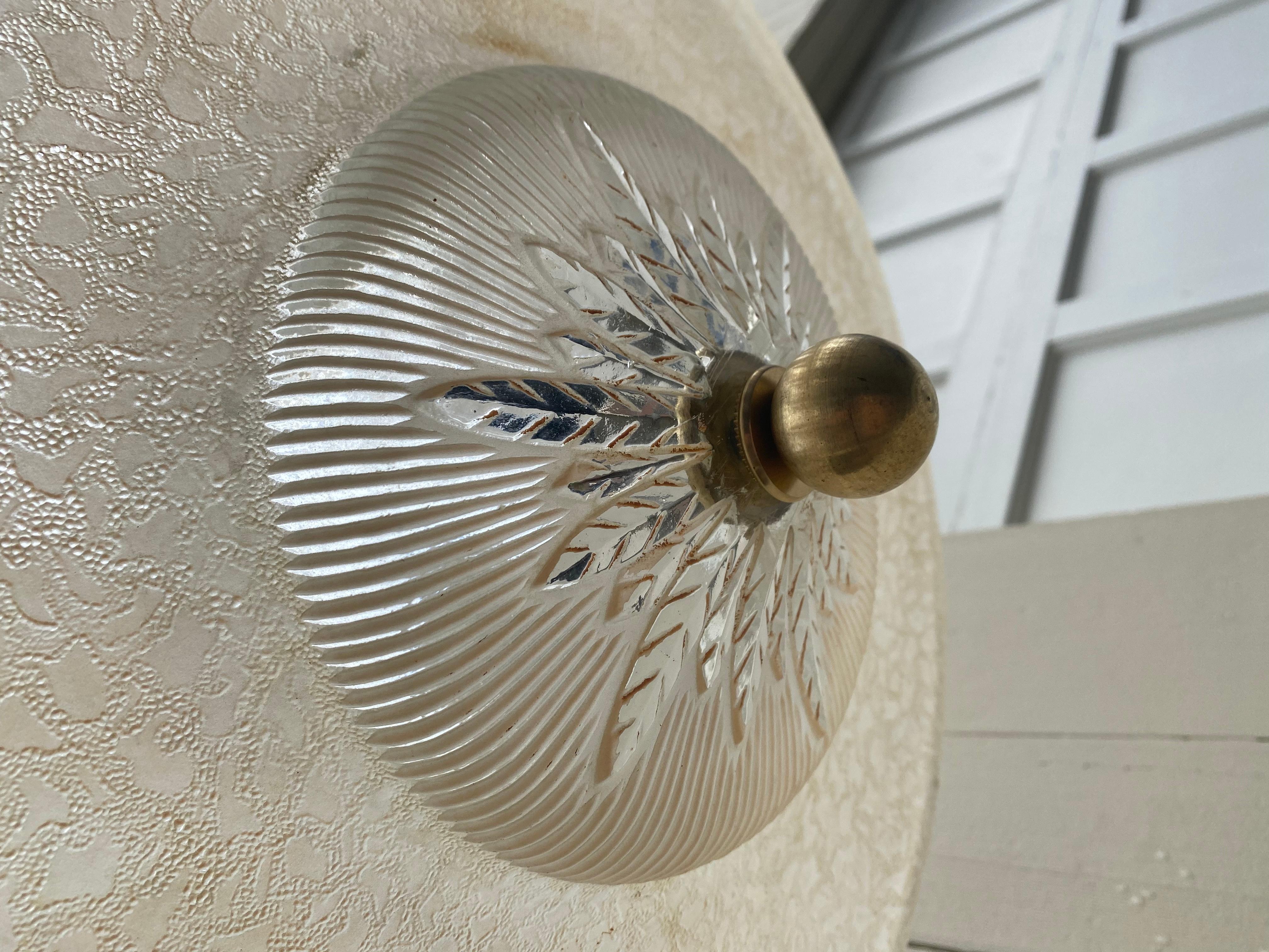 Vintage Large Pendant Fixture with Large Glass Shade For Sale at 1stDibs