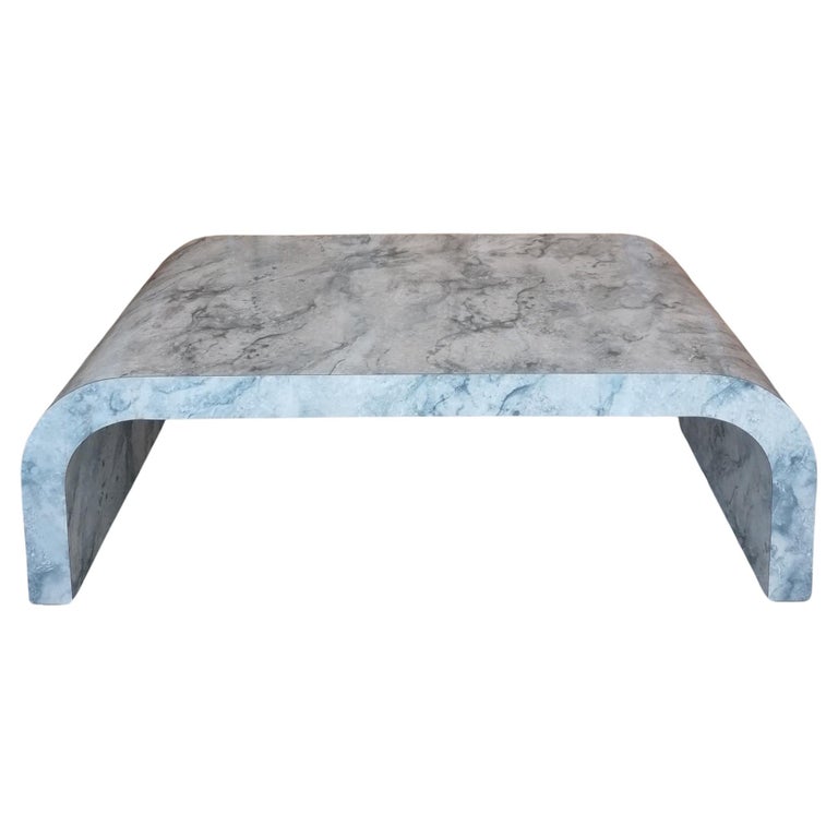 Vintage Large Postmodern Faux Marble Laminate Waterfall Coffee Table ...
