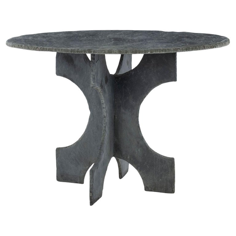 Vintage Large Round Slate Table For Sale at 1stDibs