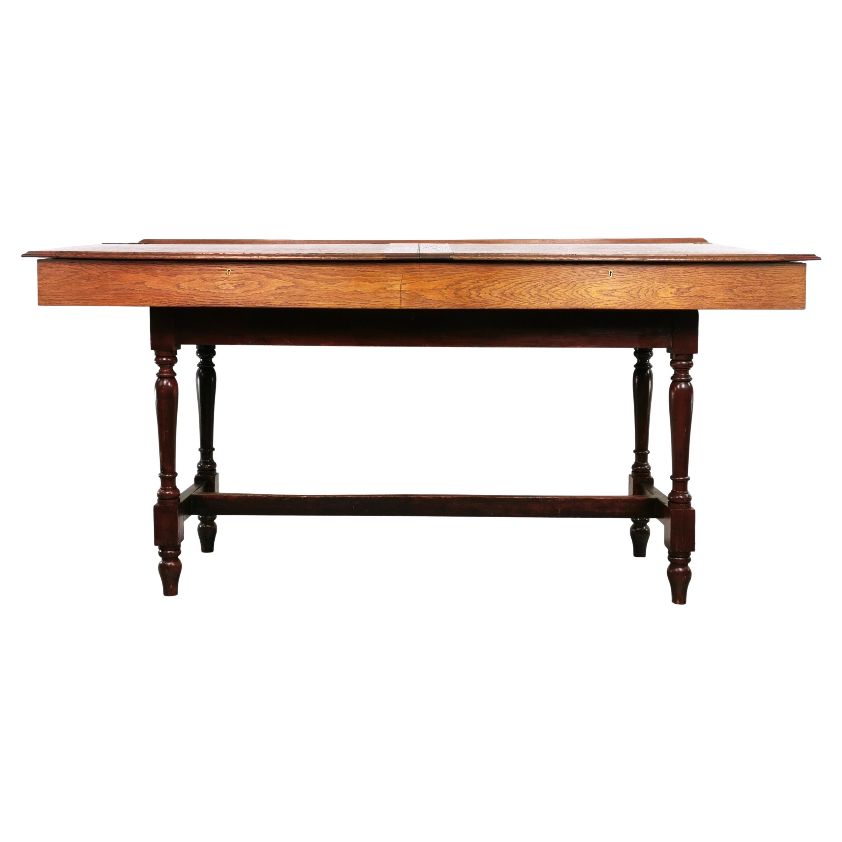 Large Double Face Desk in Oak, 1950's For Sale at 1stDibs