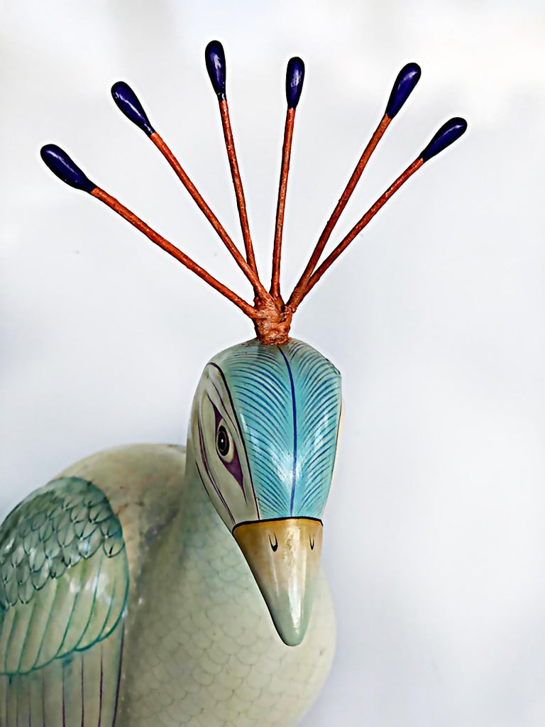 Vintage Large Sergio Bustamante Peacock Bird Sculpture, Signed and ...