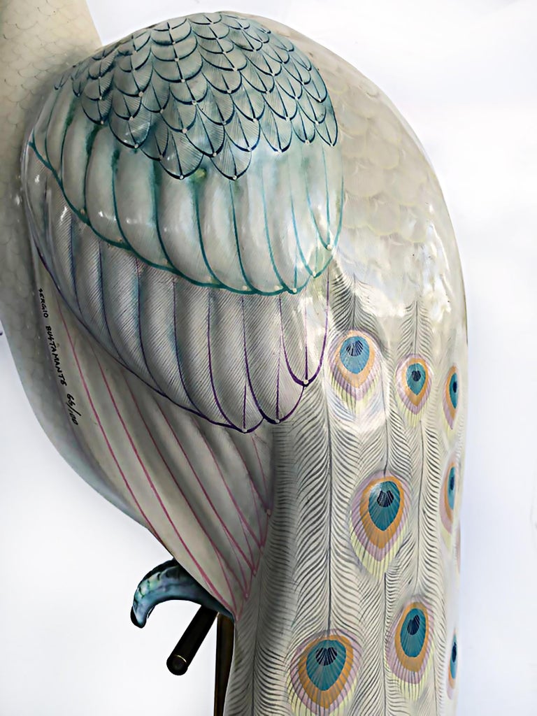 Vintage Large Sergio Bustamante Peacock Bird Sculpture, Signed and ...