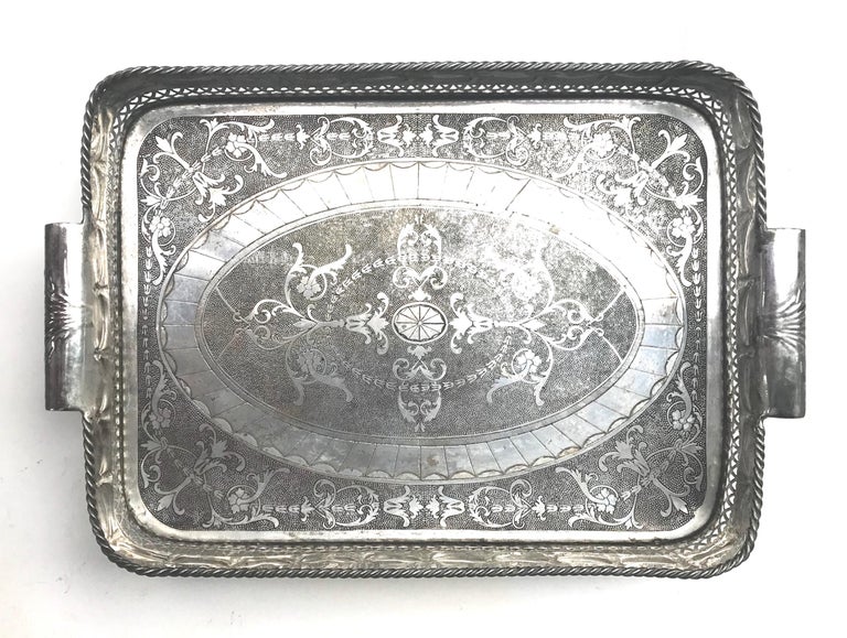 Vintage Large Silver Plated Anglo-Indian Butlers Gallery Tray at ...