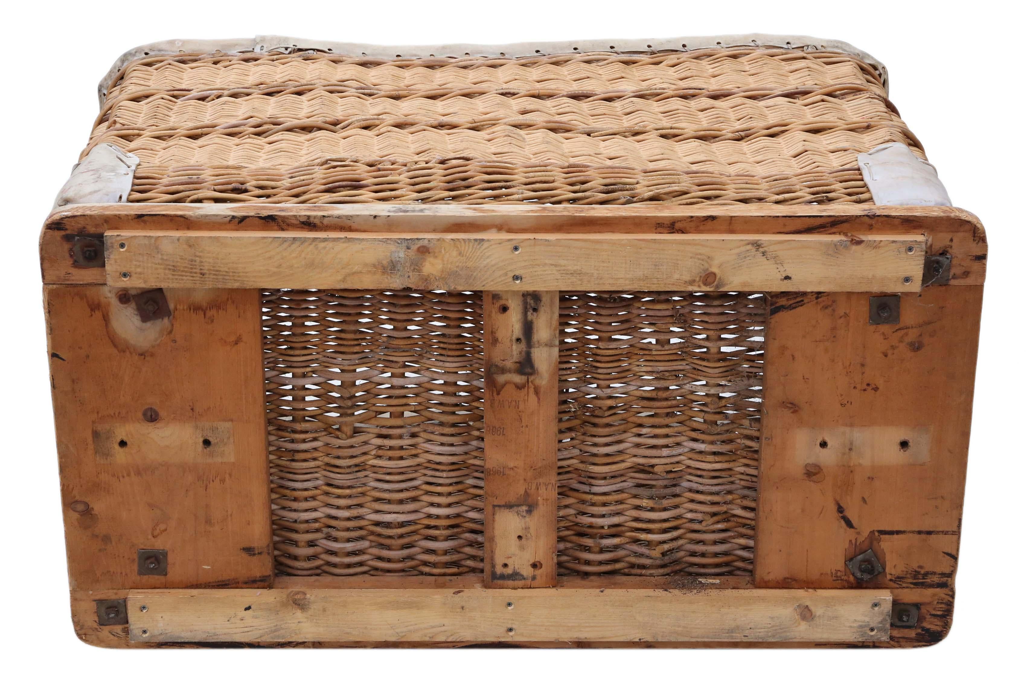Vintage Large Strong Cane and Pig Skin Log Storage Basket at 1stDibs