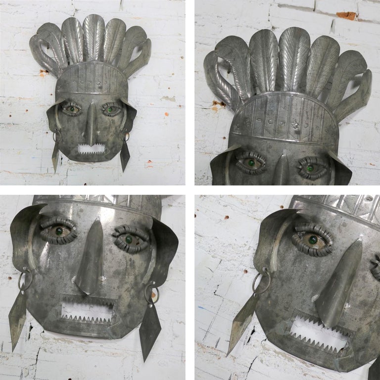 Vintage Large Tin Mexican Folk Art Masks at 1stDibs