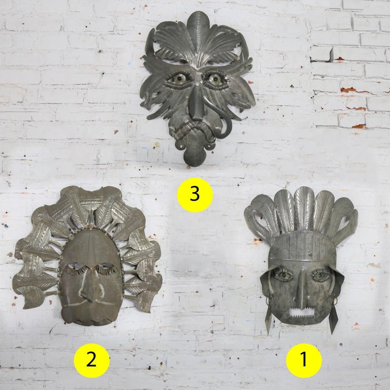 Vintage Large Tin Mexican Folk Art Masks at 1stDibs