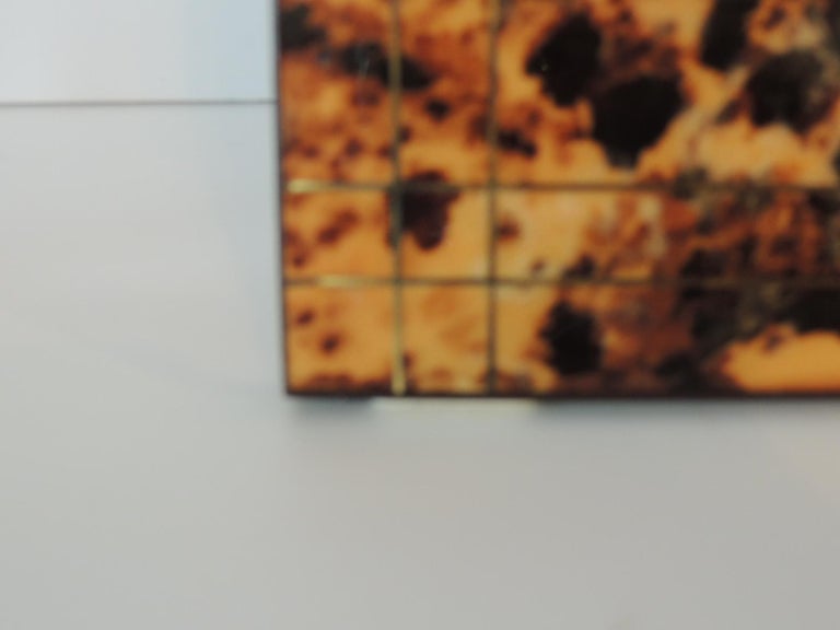 Vintage Large Tortoise Shell Pattern Inlaid Wood with Brass Inlaid ...