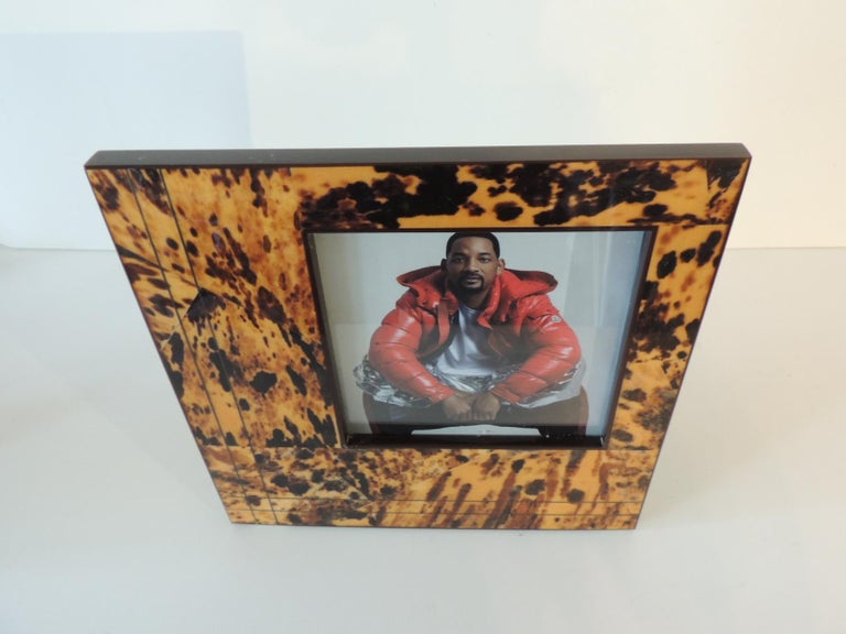 Vintage Large Tortoise Shell Pattern Inlaid Wood with Brass Inlaid ...